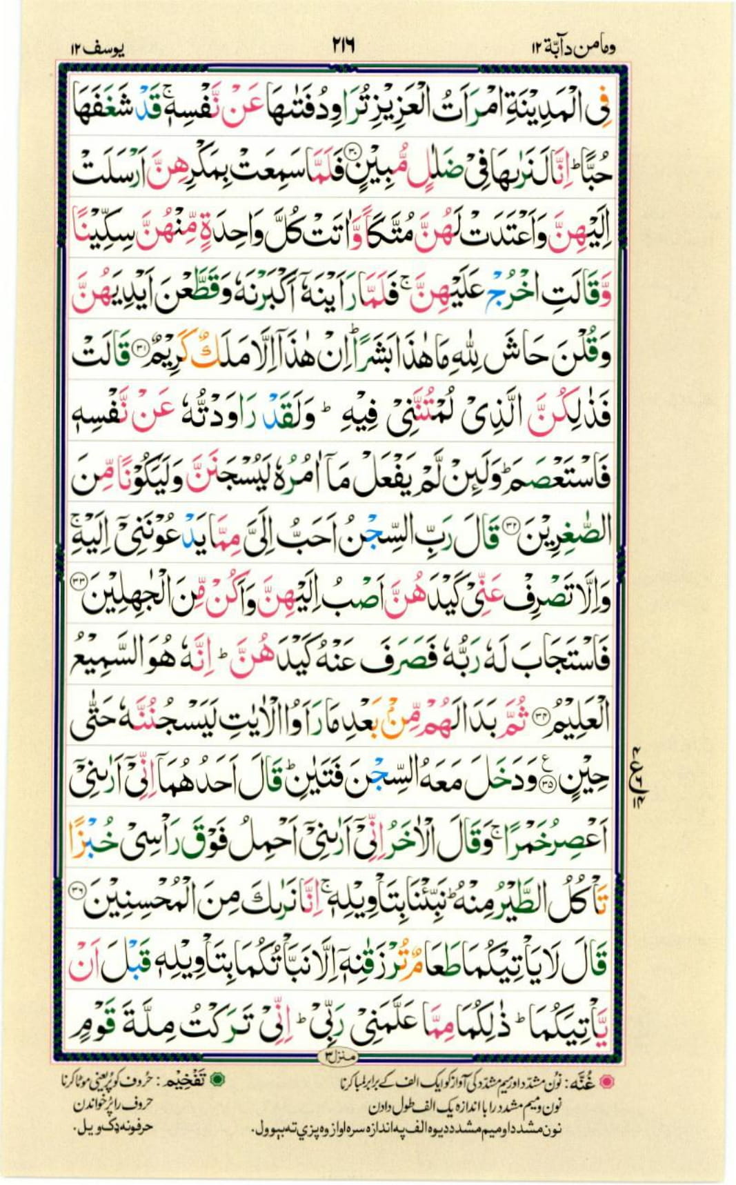 Reading Al Quran Part Chapter Siparah 12 Page 216
